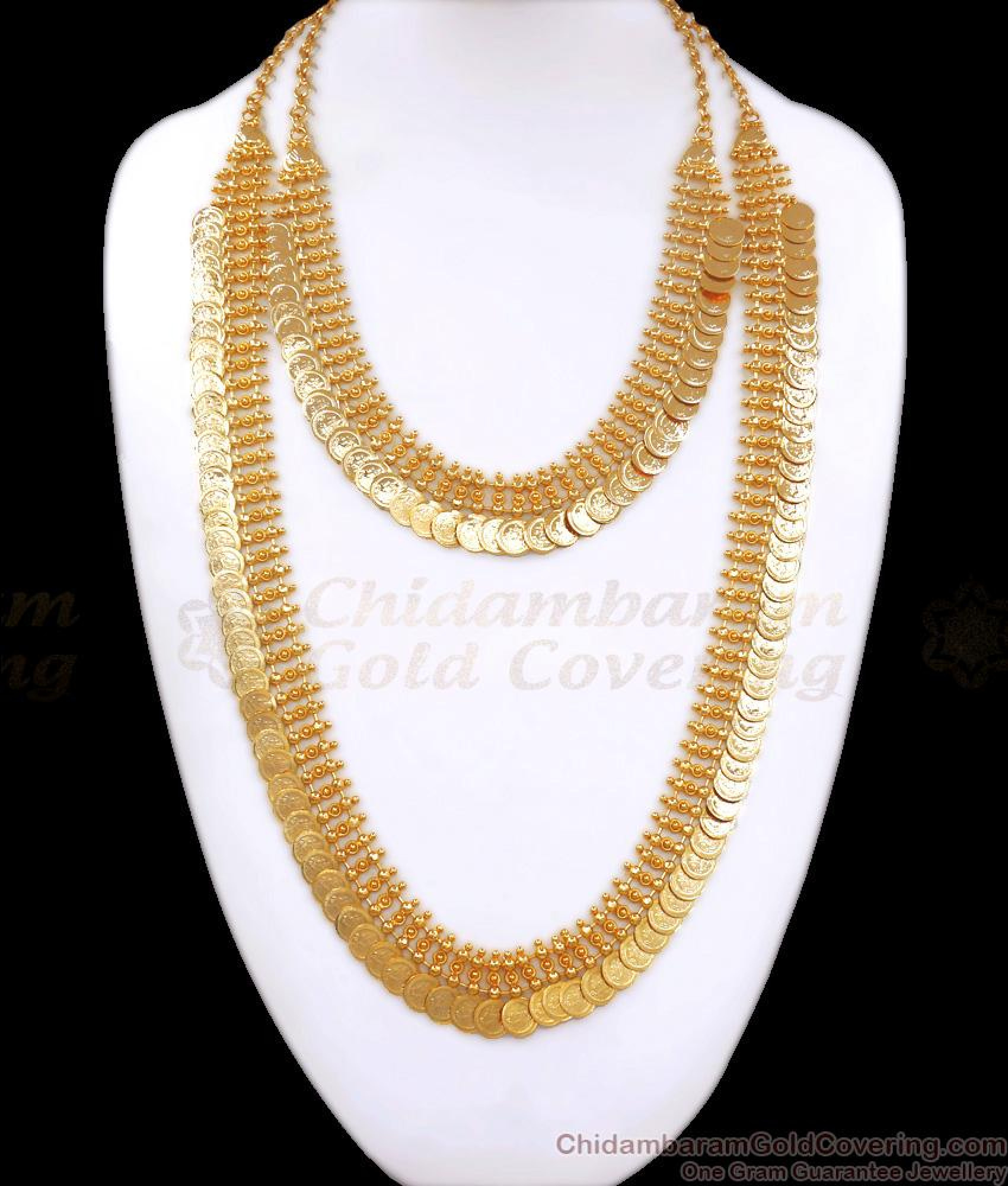 Womens Bridal Jewelry Lakshmi Coin Gold Imitation Haram Necklace Combo ...