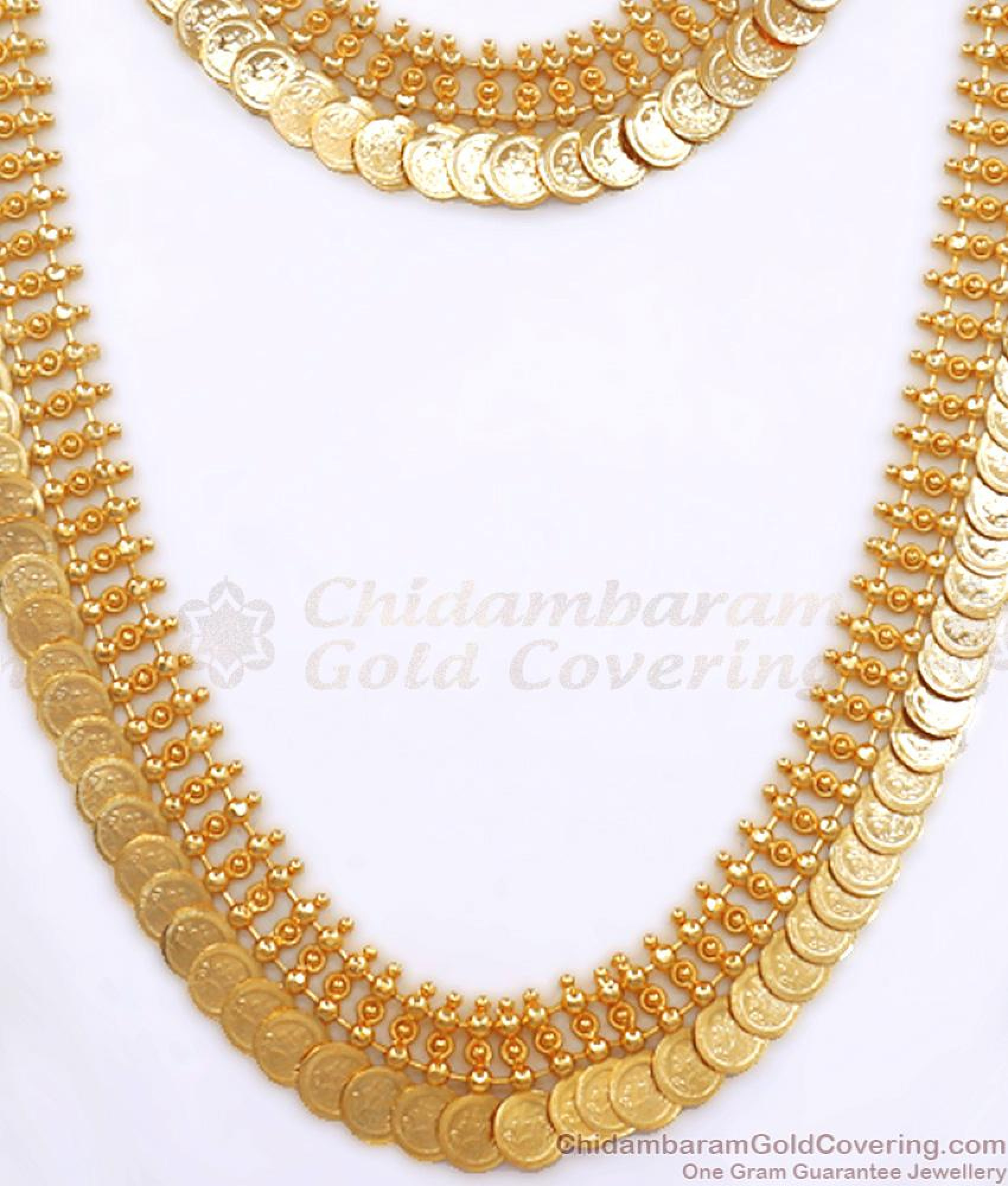Womens Bridal Jewelry Lakshmi Coin Gold Imitation Haram Necklace Combo ...