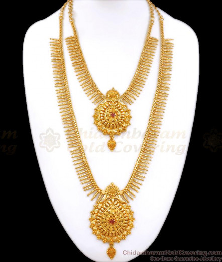 Kasu Malai, Ruby Stone Gold Plated Aaram, American Diamond Aaram ...
