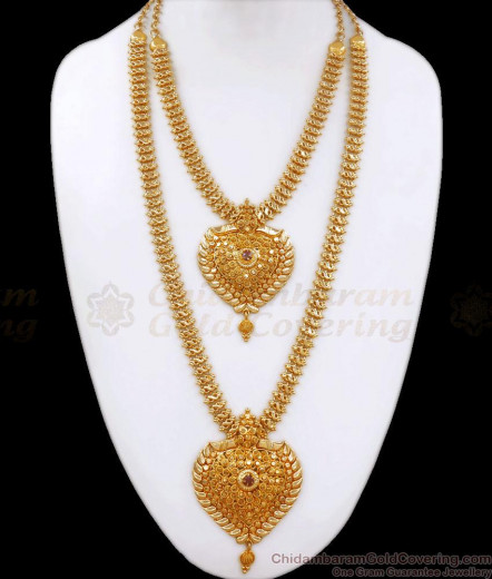 Kasu Malai, Ruby Stone Gold Plated Aaram, American Diamond Aaram ...