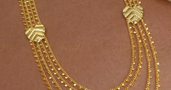 Traditional Gold Plated Haaram 4 Line Heart Designs Shop Online HR2676