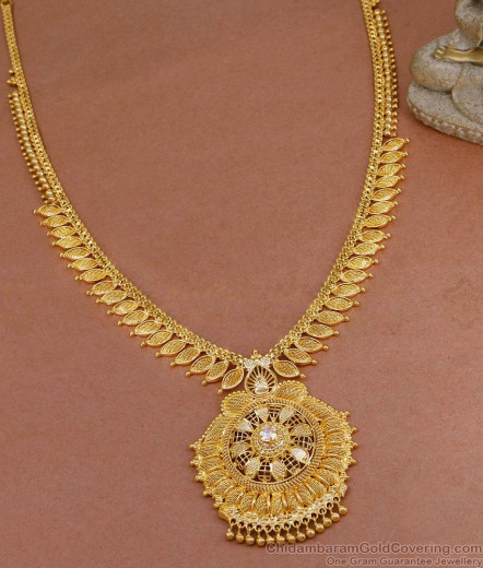 Kasu Malai, Ruby Stone Gold Plated Aaram, American Diamond Aaram ...
