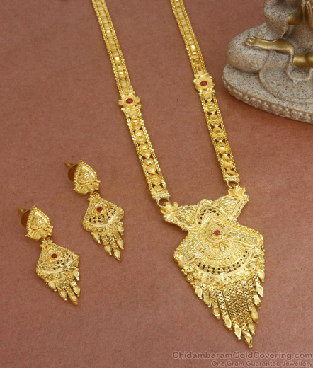 Trendy Calcutta Design Gold Forming Bridal Set Haram Necklace With ...