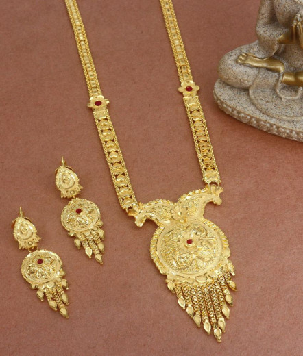 Trendy Calcutta Design Gold Forming Bridal Set Haram Necklace With ...