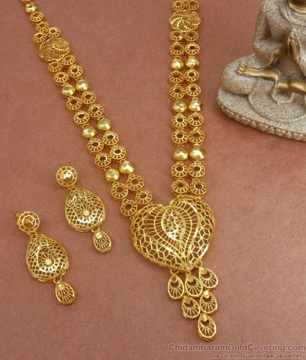 Trendy Calcutta Design Gold Forming Bridal Set Haram Necklace With ...