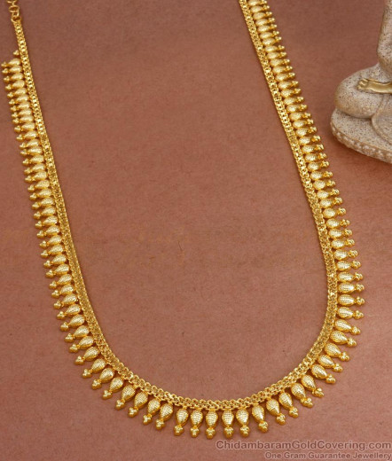 Long 1 Gram Gold Haaram Mullai Arumbu Design Bridal Collection HR2939
