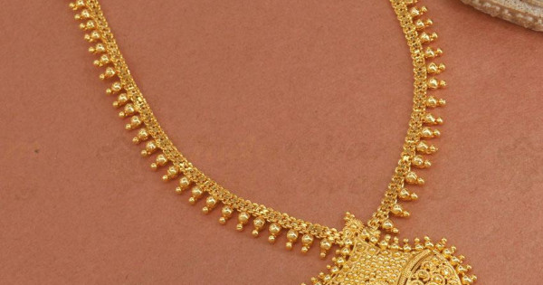 Traditional Plain Gold Kerala Haram Designs Shop Online HR2852