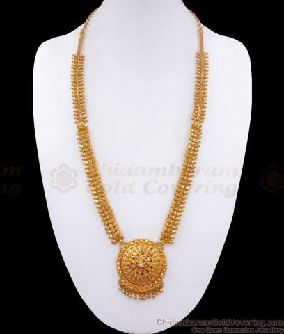 Glorious Ruby Emerald Stone Dollar Chain Gold Plated Haram Collection ...