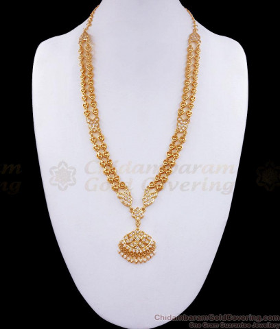 Attractive Full Gati Green Stone Impon Gold Haram Attigai Model Jewelry ...