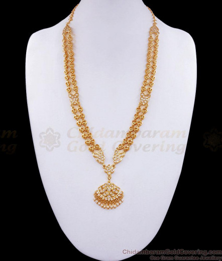 Kasu Malai, Ruby Stone Gold Plated Aaram, American Diamond Aaram ...