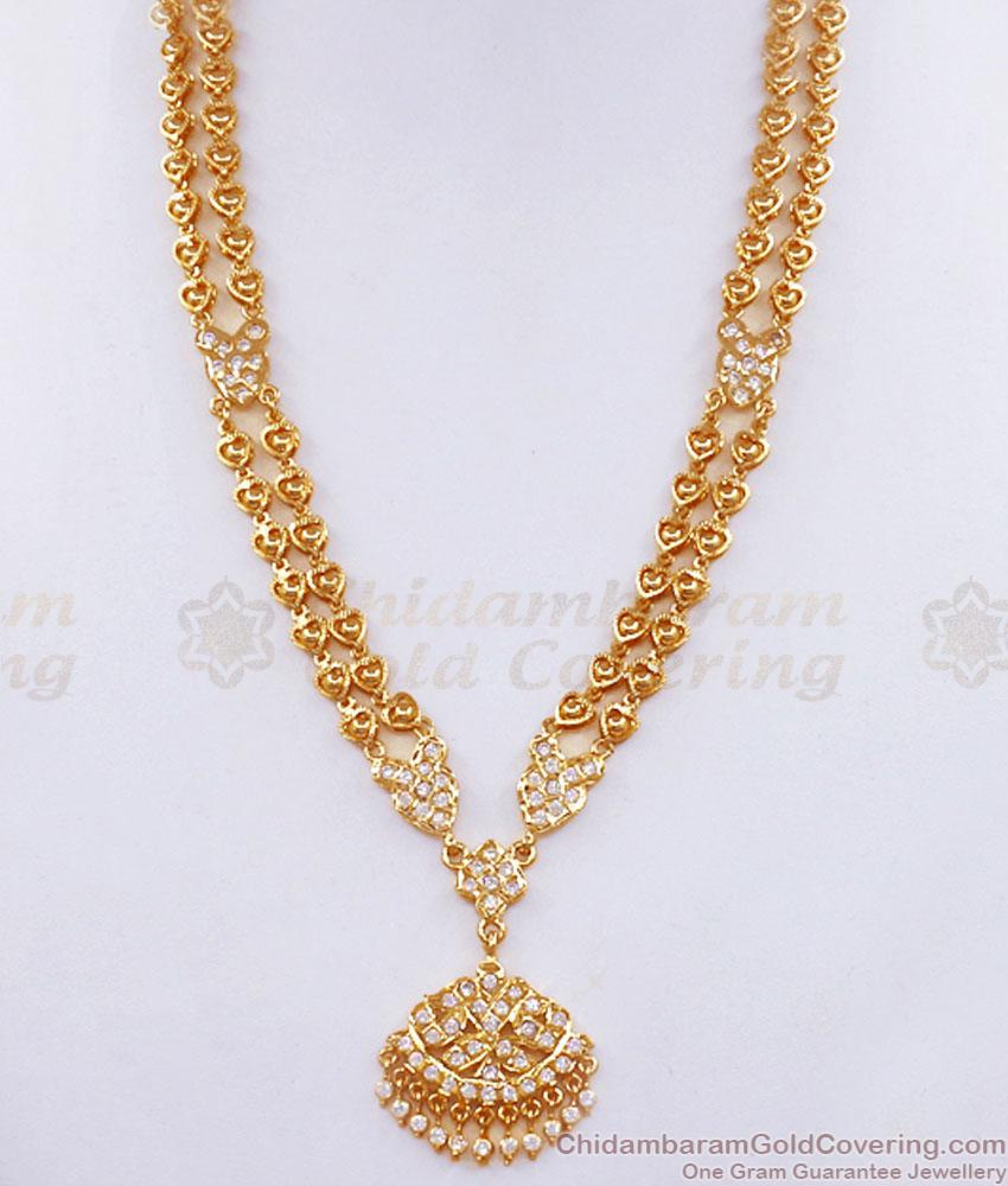 Traditional Impon Gati Stone Haram 2 Line Heart Pattern Bridal ...