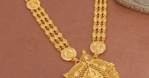 Unique Real Gold Pattern Haram 3 Line Lakshmi Designs HR2868