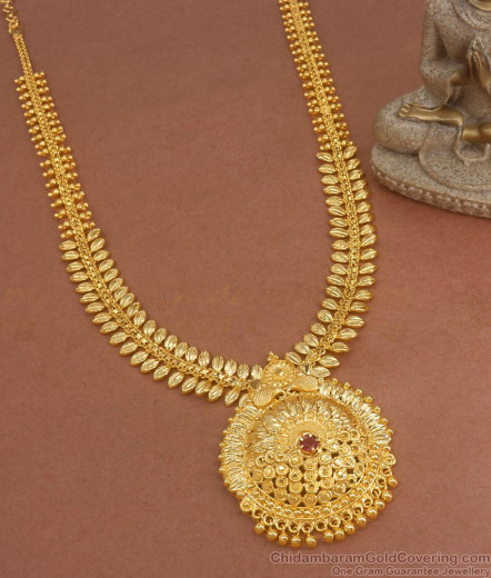 Fancy Model Gold Bridal Haram With White Stone Jewelry For Ladies HR1518