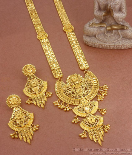 Trendy Calcutta Design Gold Forming Bridal Set Haram Necklace With ...
