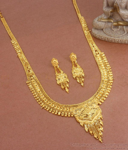 Trendy Calcutta Design Gold Forming Bridal Set Haram Necklace With ...