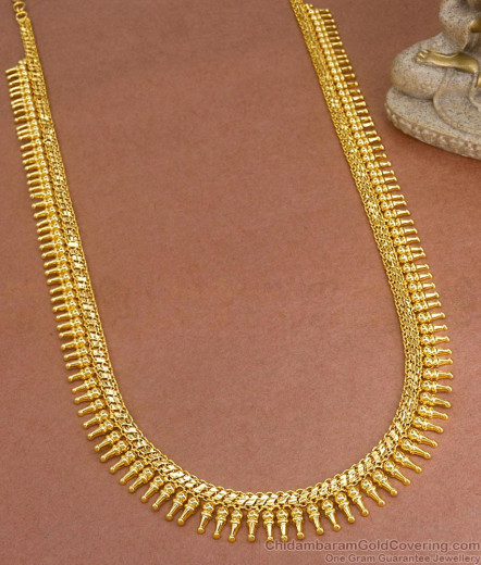 Long Traditional Kerala Leaf Pattern Gold Imitation Haram Collection ...