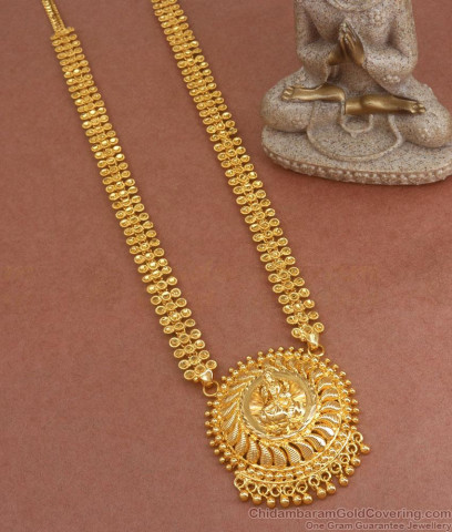 Unique Pure Gold Tone Haram Lakshmi Leaf Designs Shop Online HR2706
