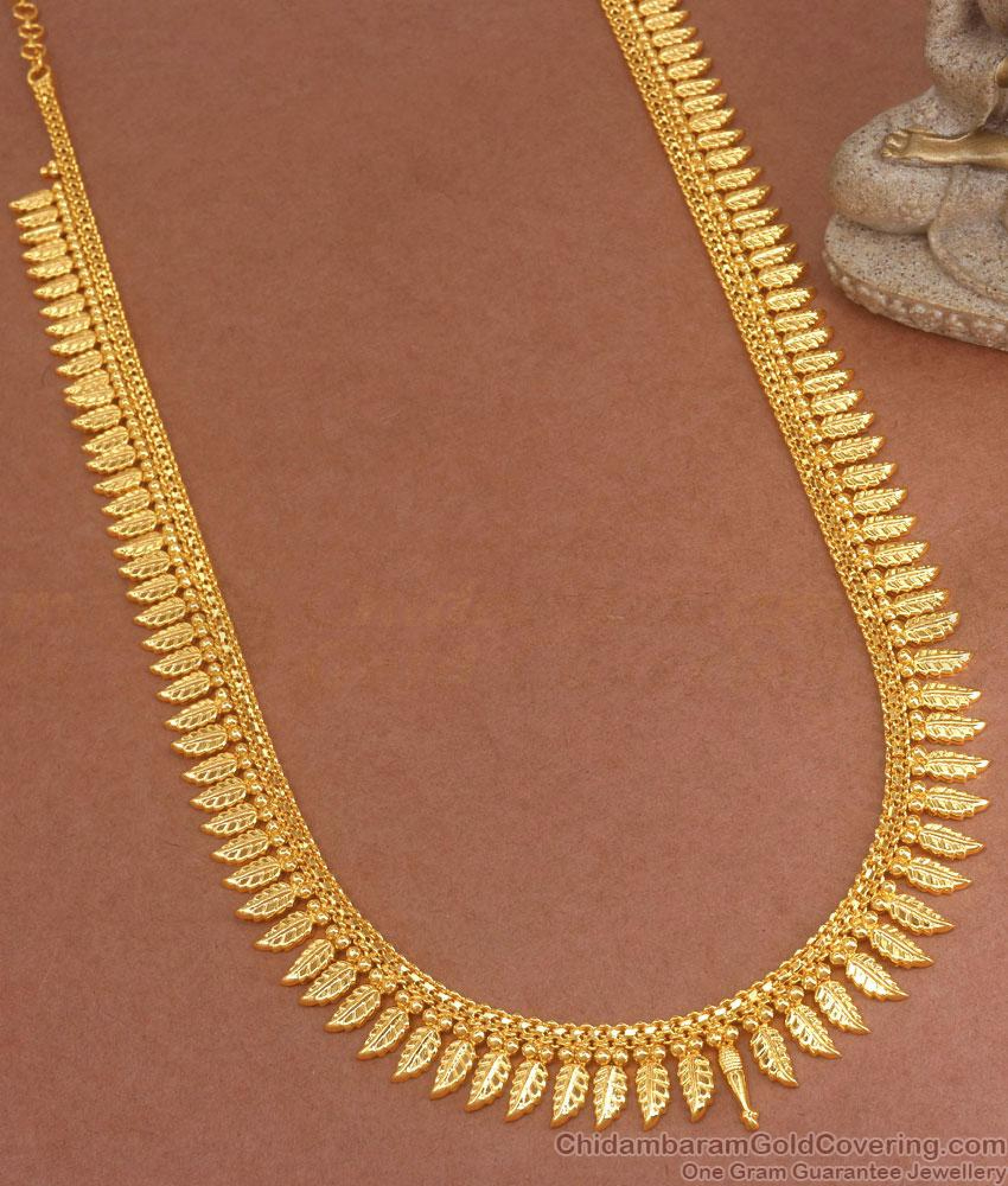 New Long Gold Haram Leaf Design Kerala Haaram HR2906