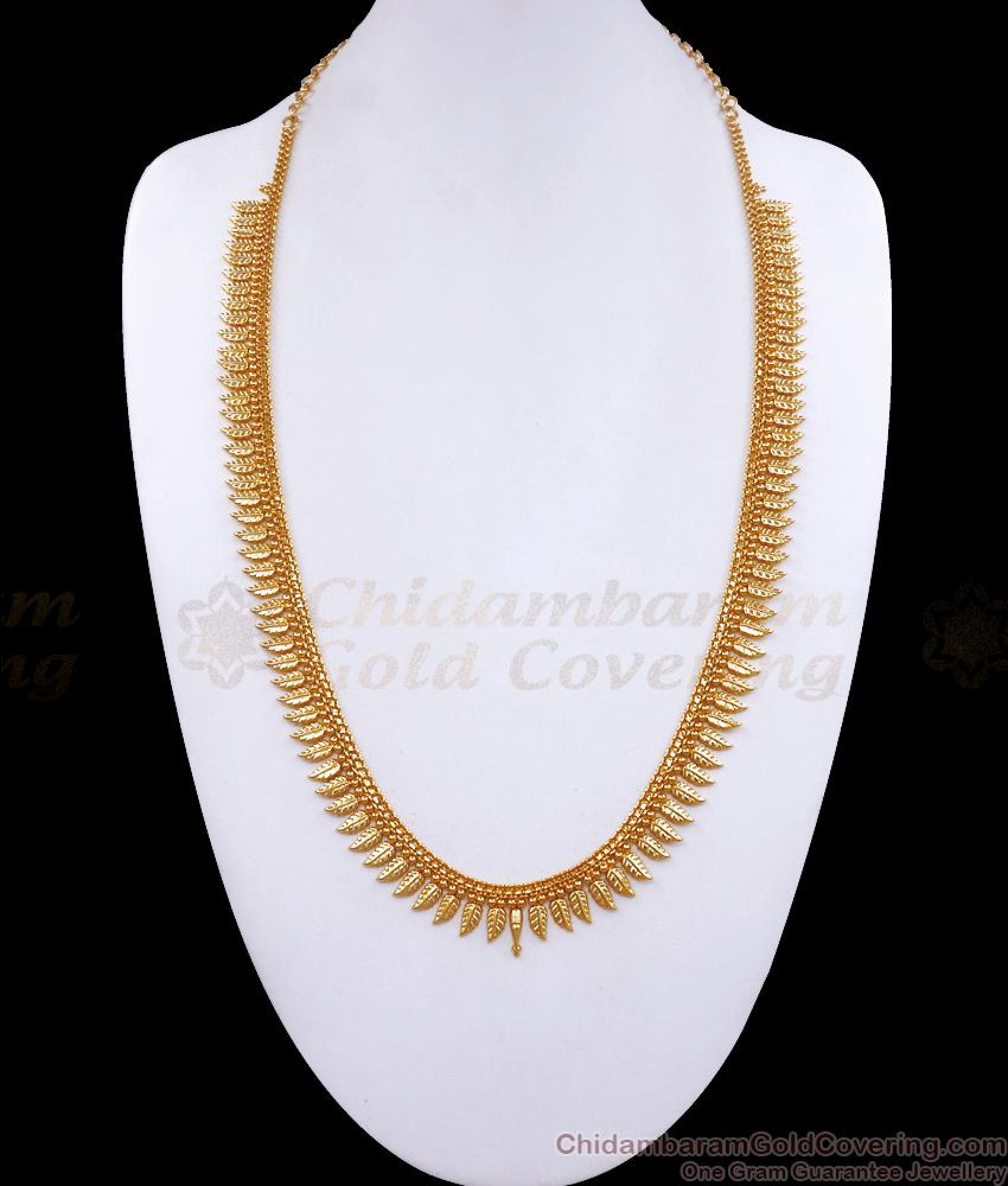 New Long Gold Haram Leaf Design Kerala Haaram HR2906