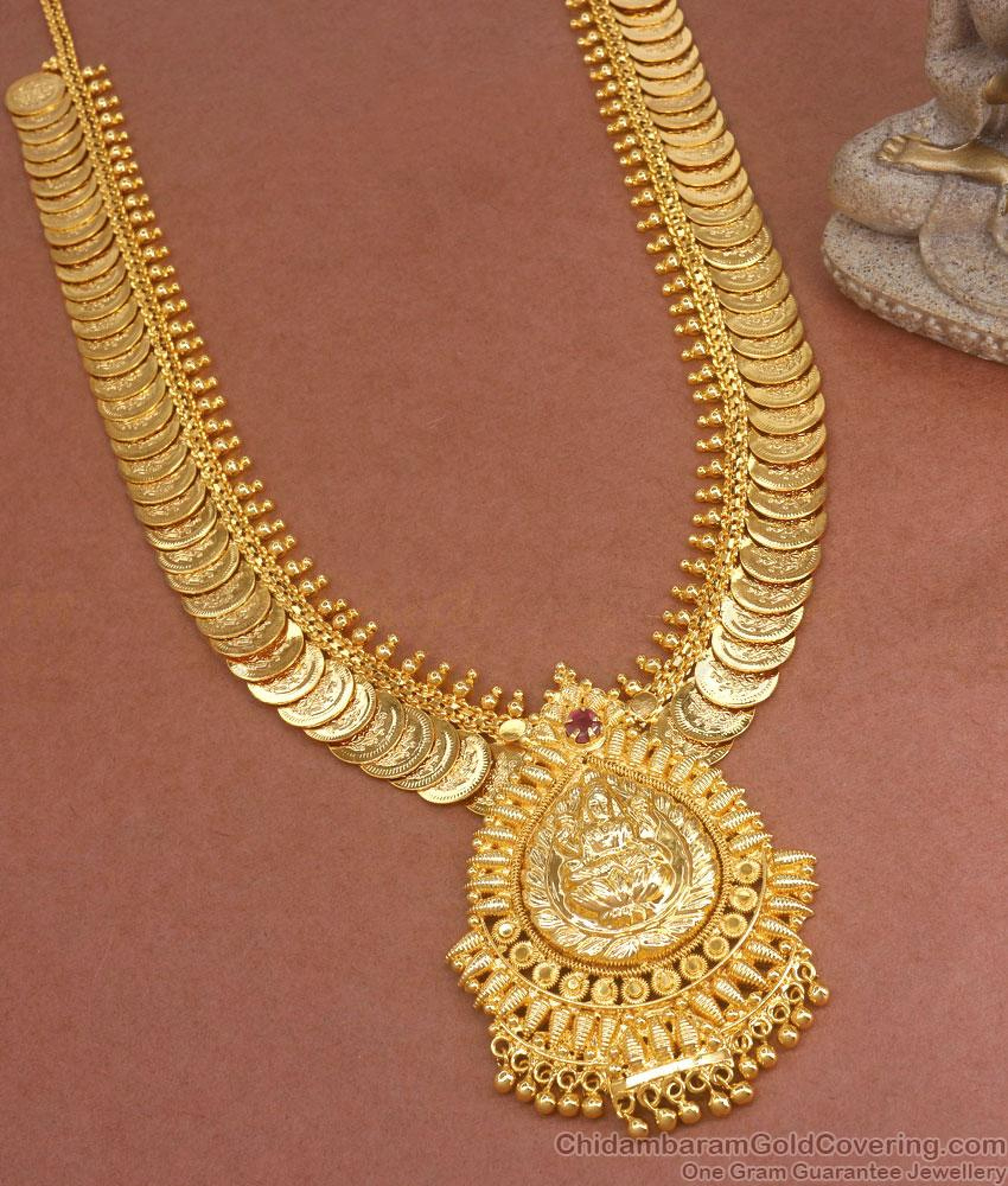 Buy Lakshmi Coin Gold Imitation Haram Ruby Stone Collections HR2908