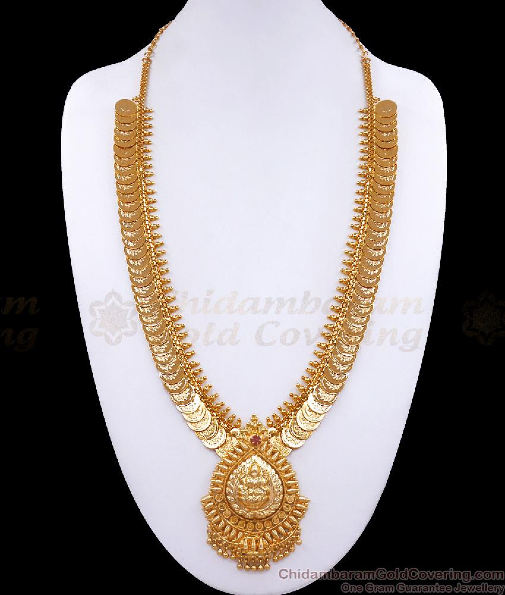 Buy Lakshmi Coin Gold Imitation Haram Ruby Stone Collections HR2908