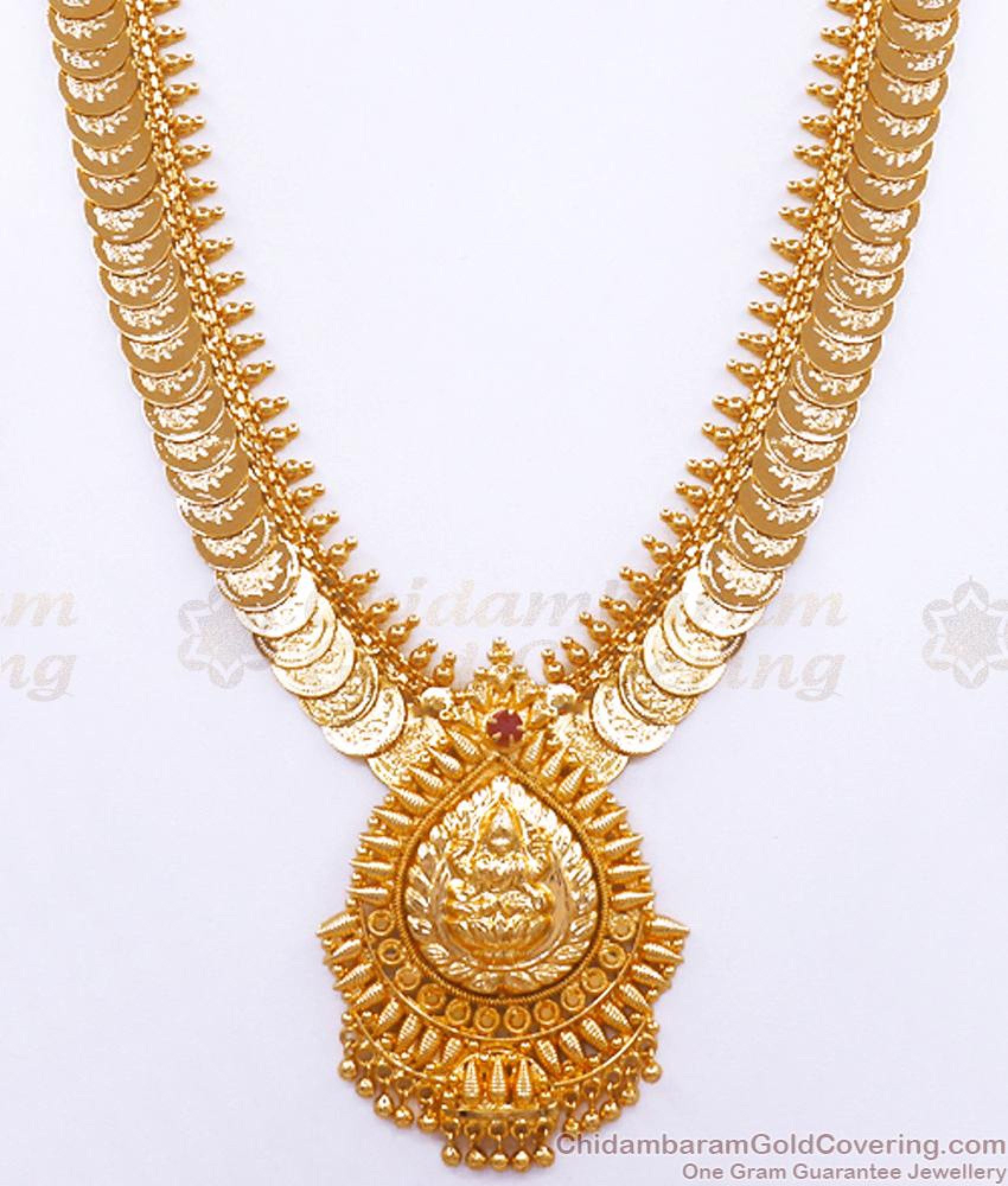Buy Lakshmi Coin Gold Imitation Haram Ruby Stone Collections HR2908