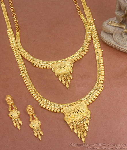 Trendy Calcutta Design Gold Forming Bridal Set Haram Necklace With ...