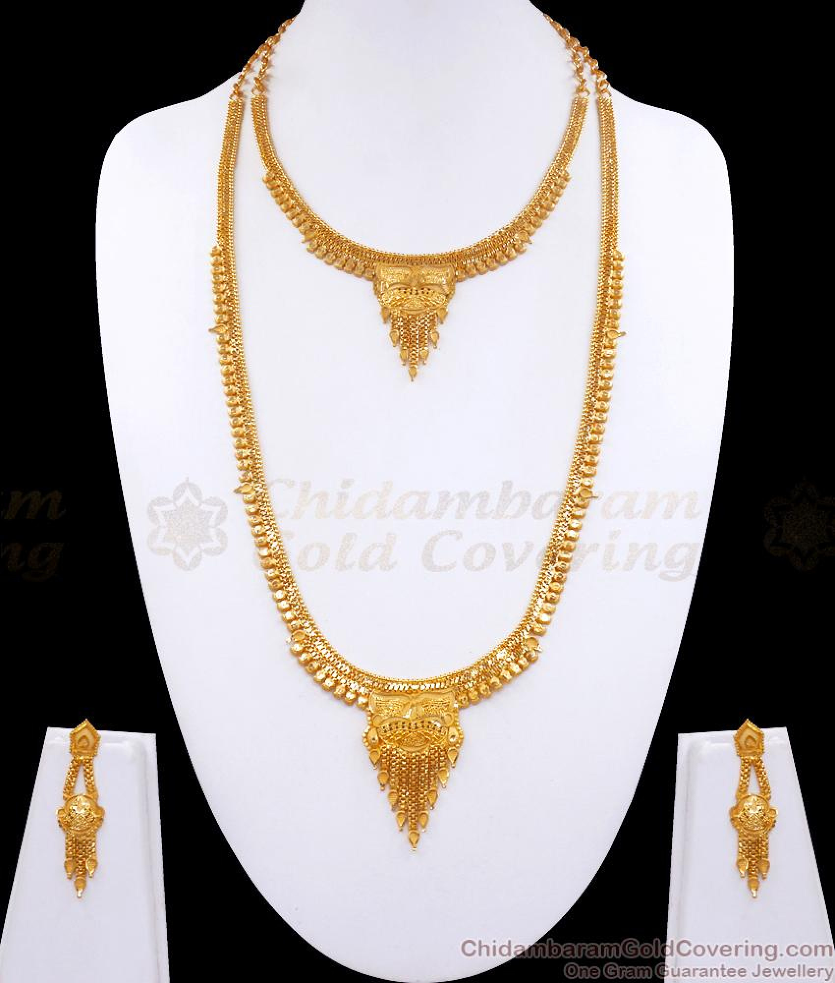Buy 2 Gram Gold Haram Necklace Combo Calcutta Jewelry HR2914