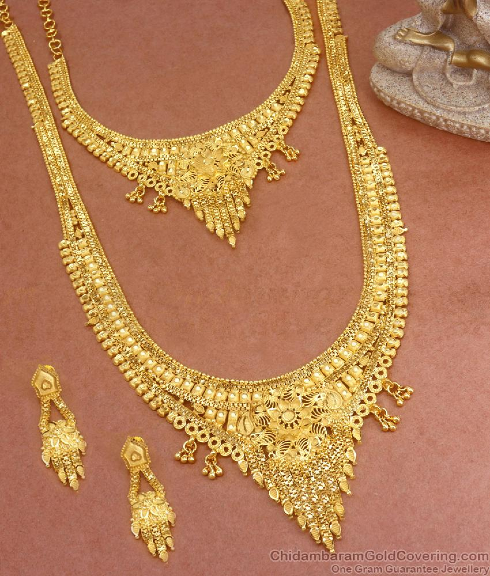 Grand Two Gram Gold Haram Necklace For Womens Wedding Collections HR2917