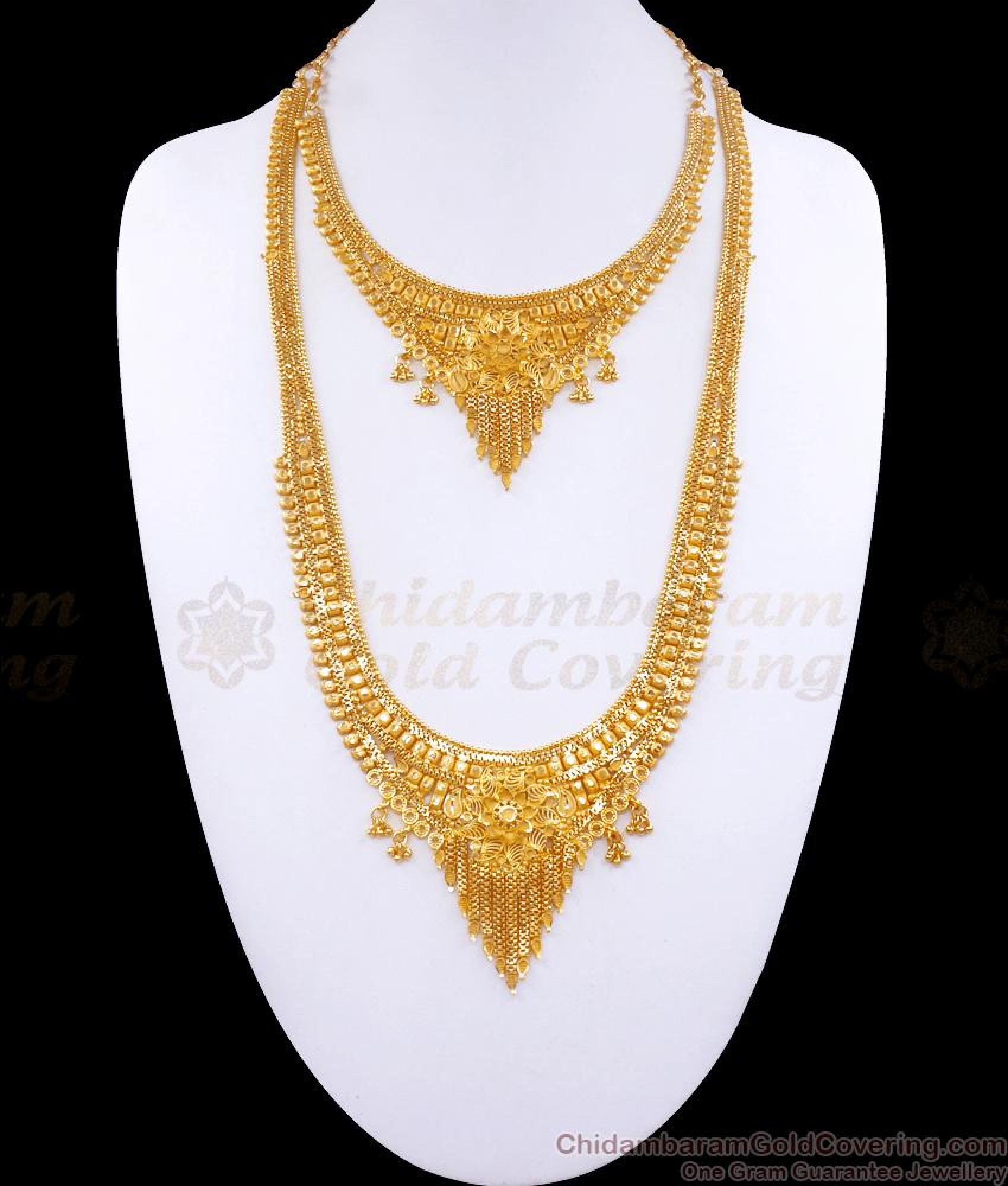 Grand Two Gram Gold Haram Necklace For Womens Wedding Collections HR2917