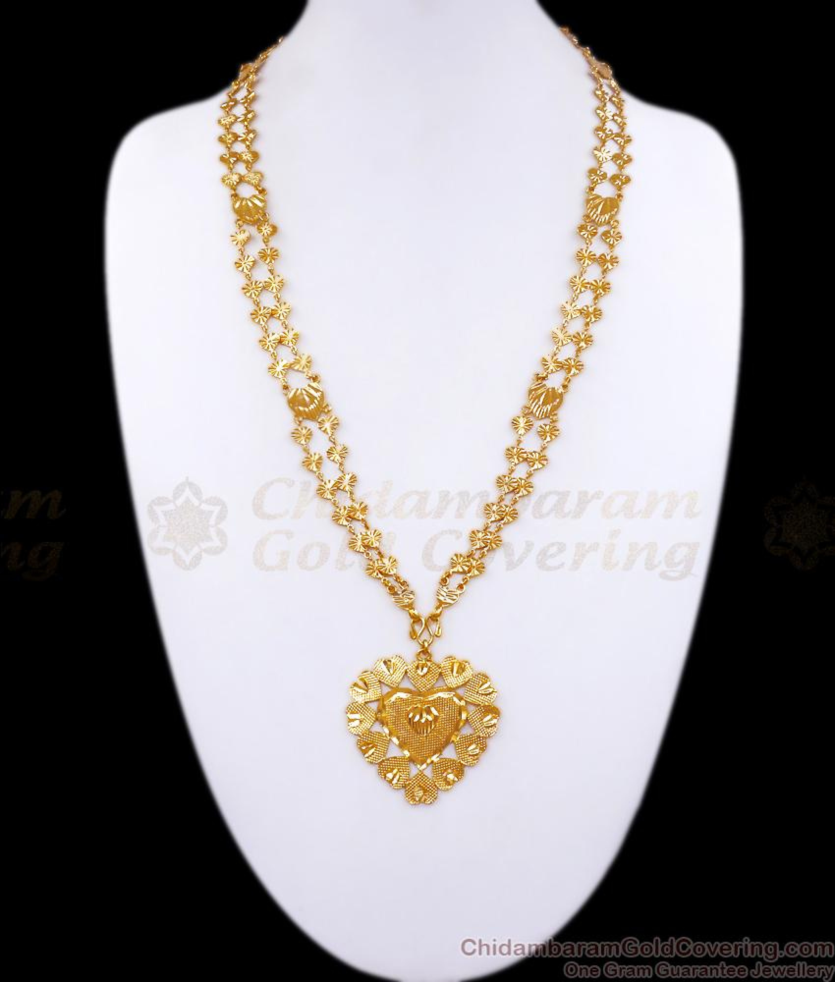 Heart Shaped Gold Imitation Haaram Governor Malai Designs HR2925