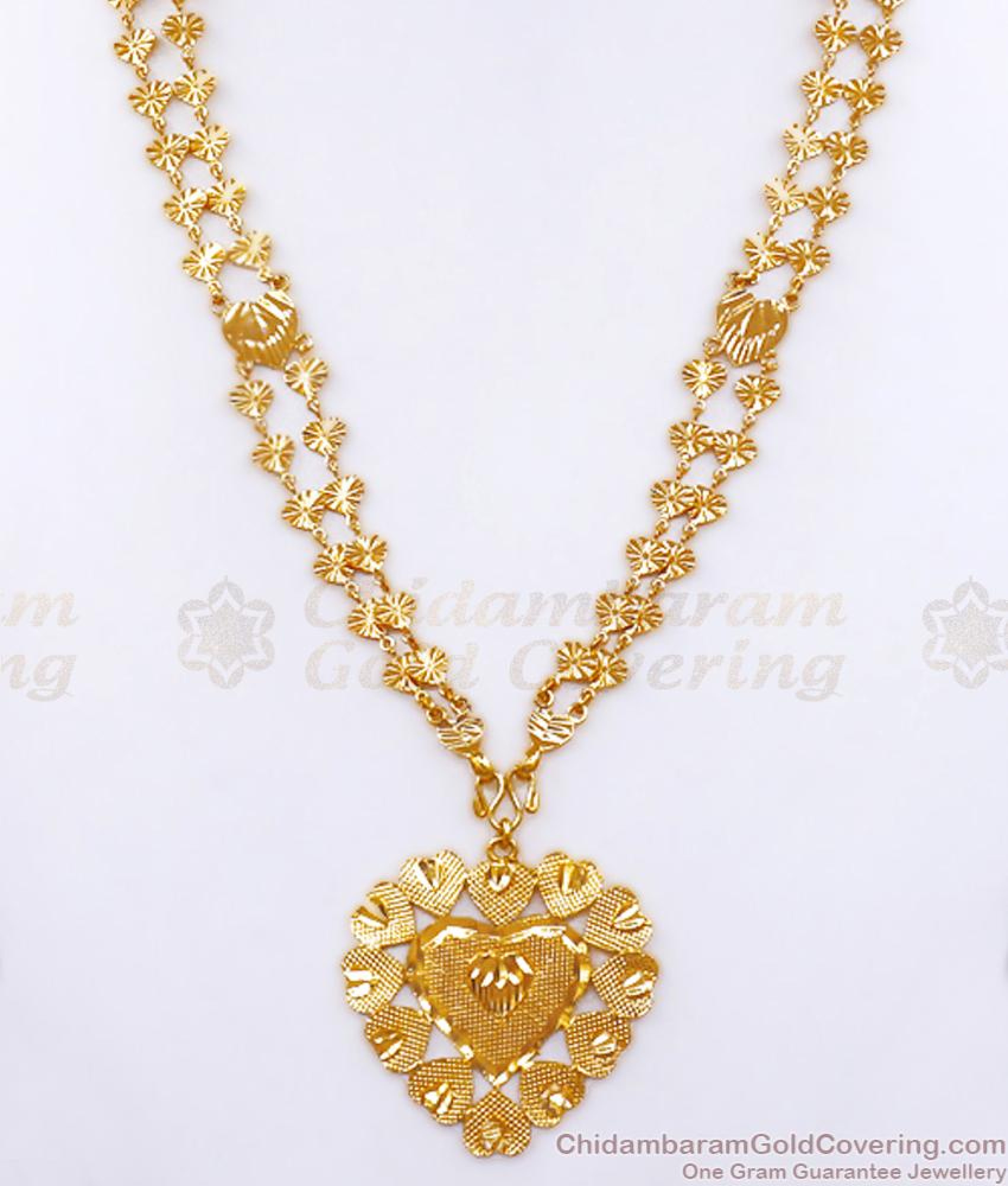 Heart Shaped Gold Imitation Haaram Governor Malai Designs HR2925