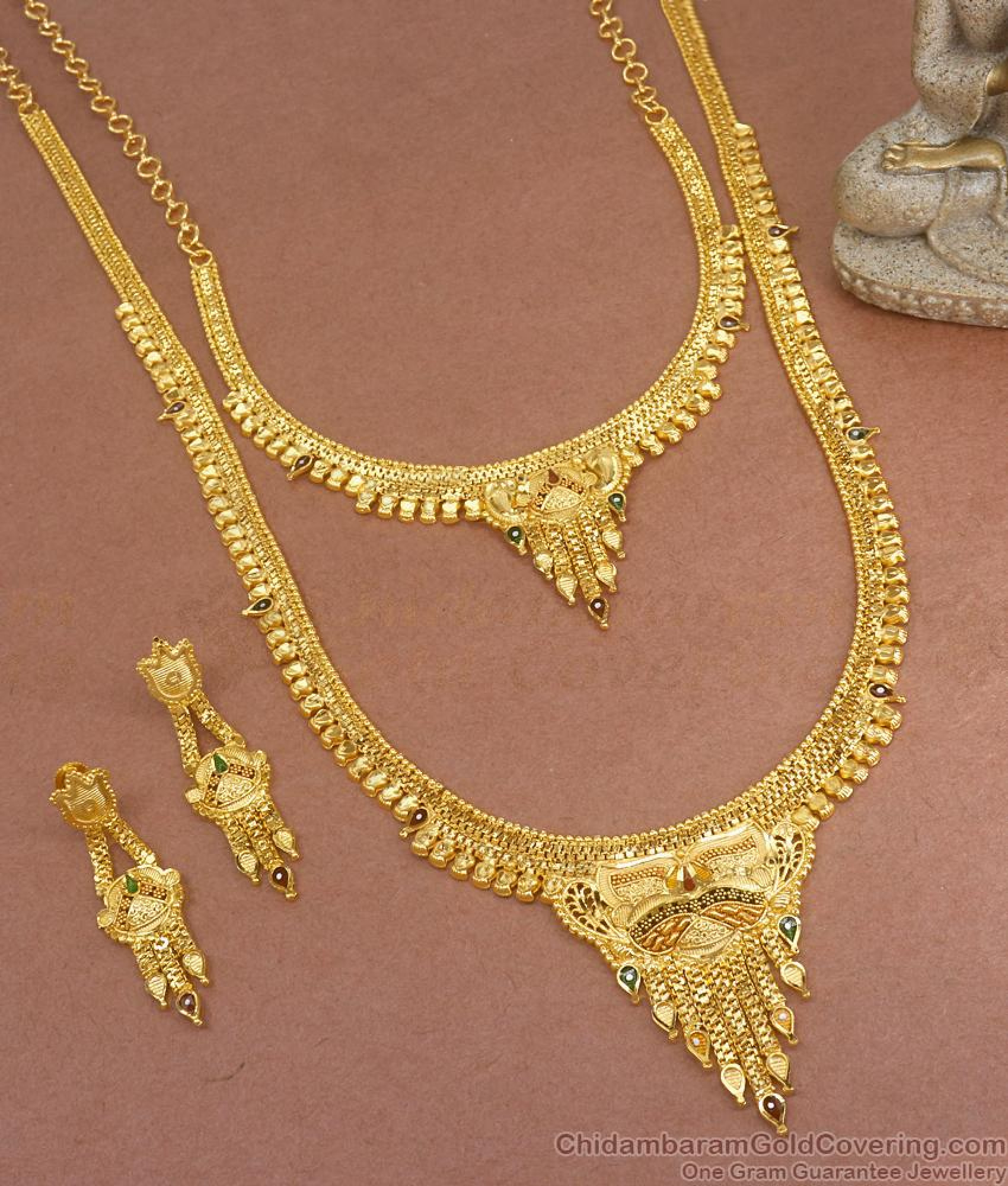 Calcutta Pattern Gold Haram Designs With Necklace HR2935