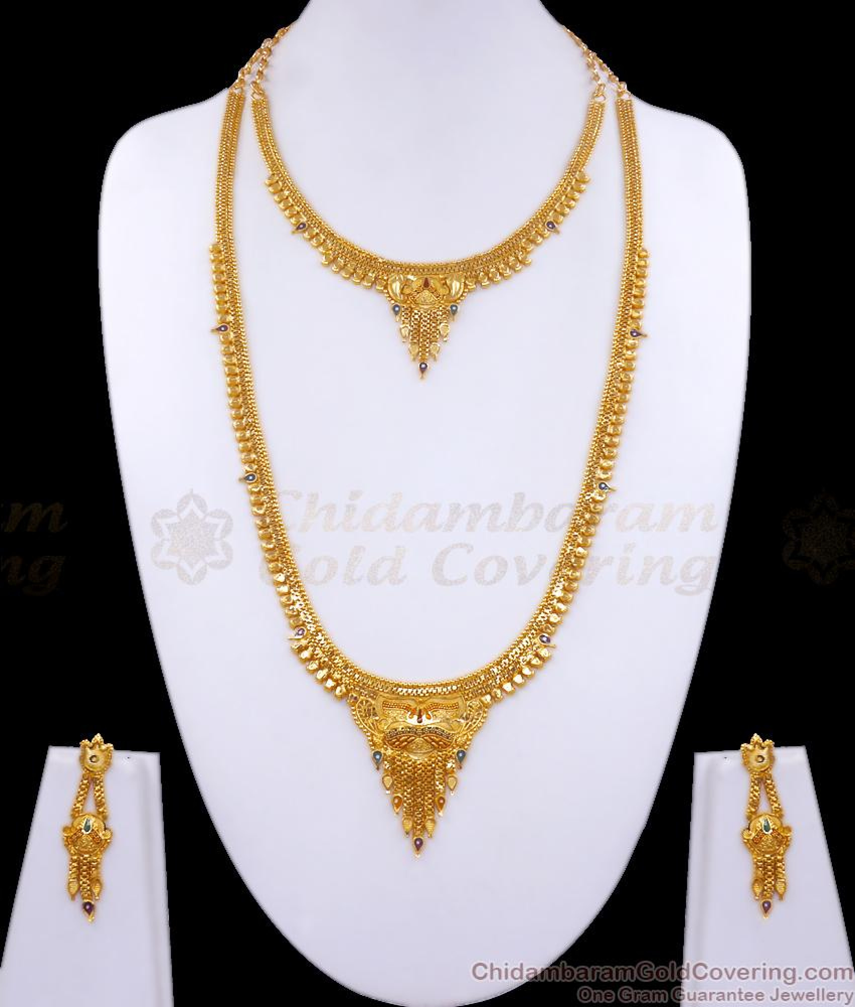 Calcutta Pattern Gold Haram Designs With Necklace HR2935