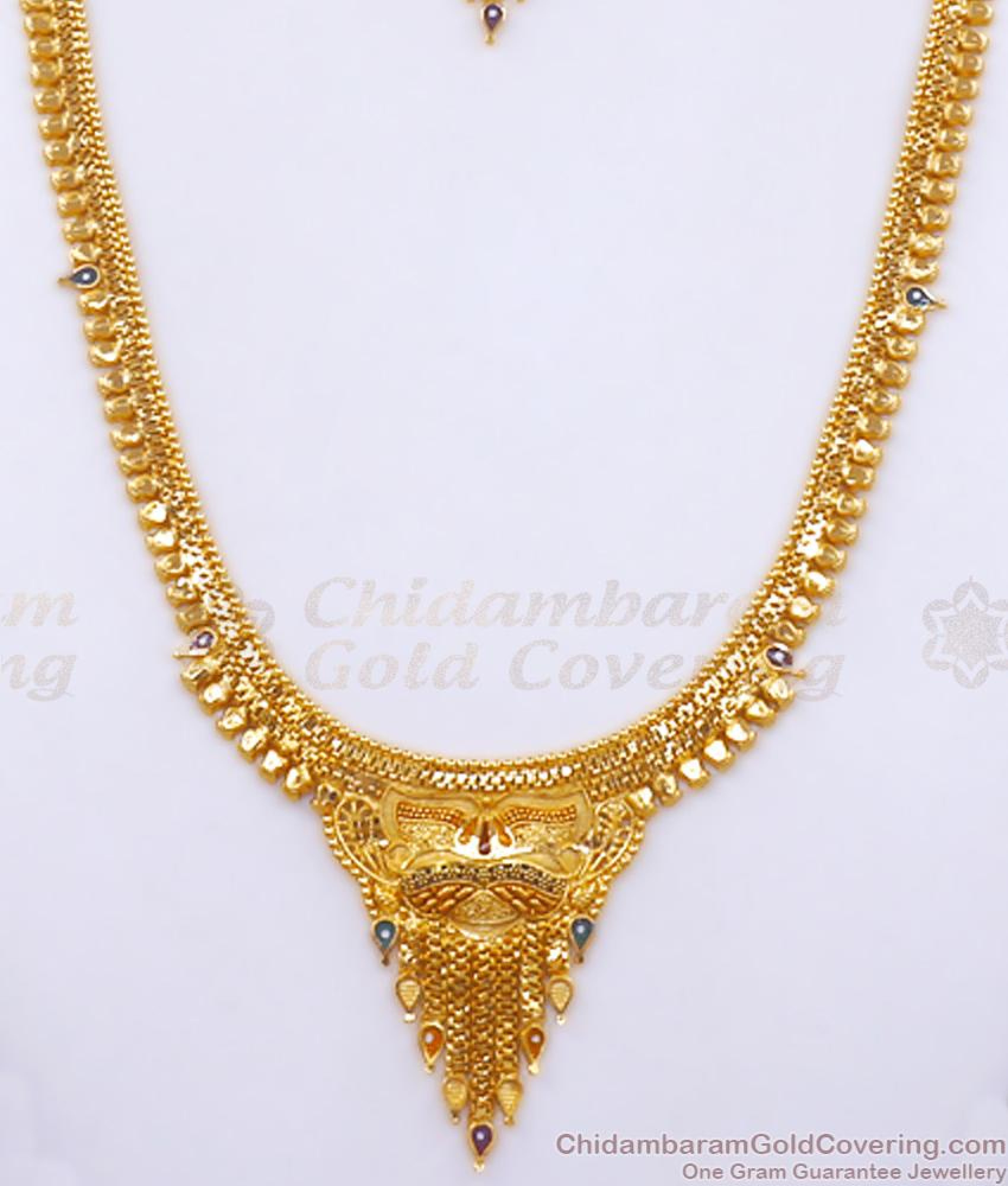 Calcutta Pattern Gold Haram Designs With Necklace HR2935