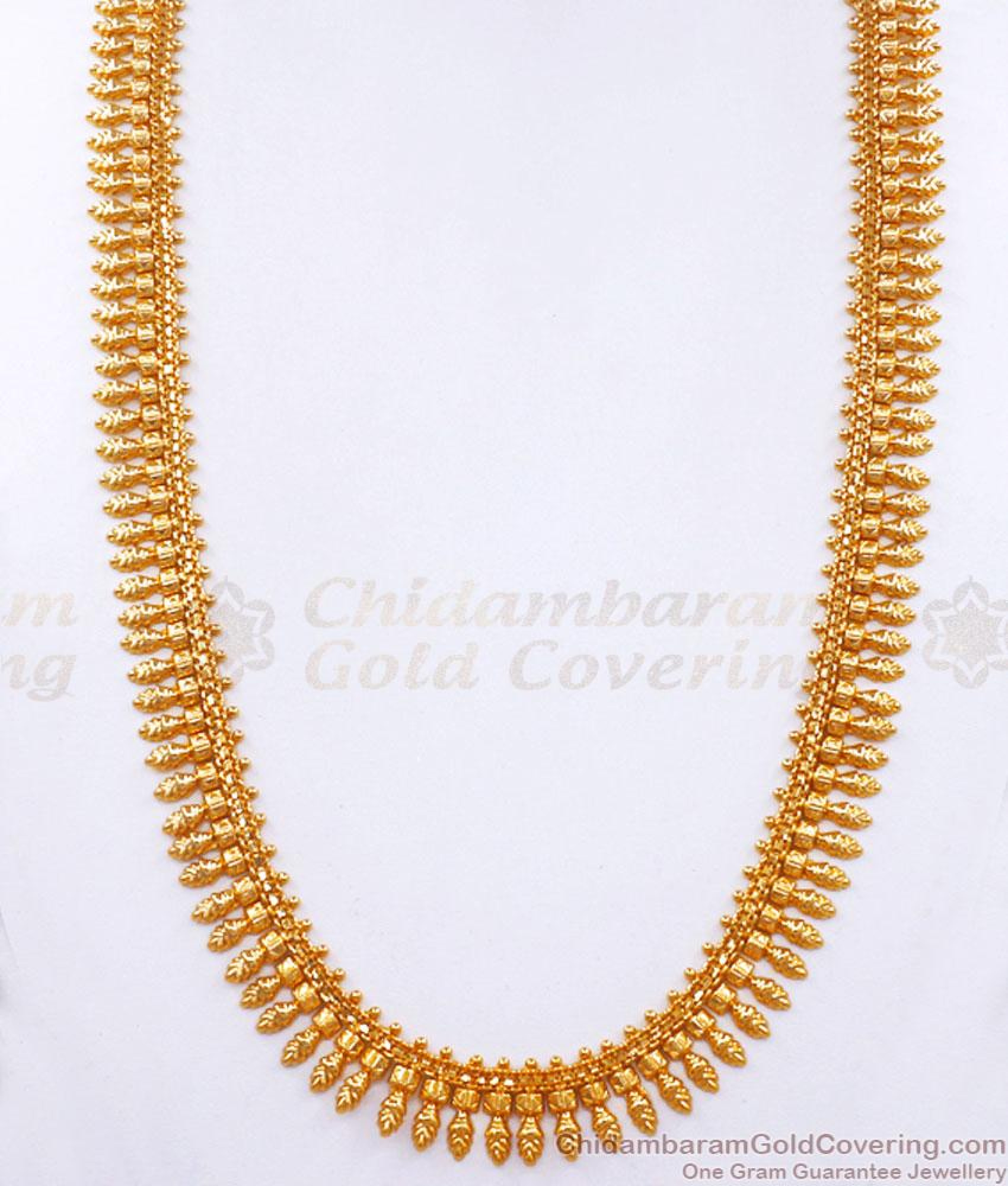 Long 1 Gram Gold Haaram Mullai Arumbu Design Bridal Collection HR2939