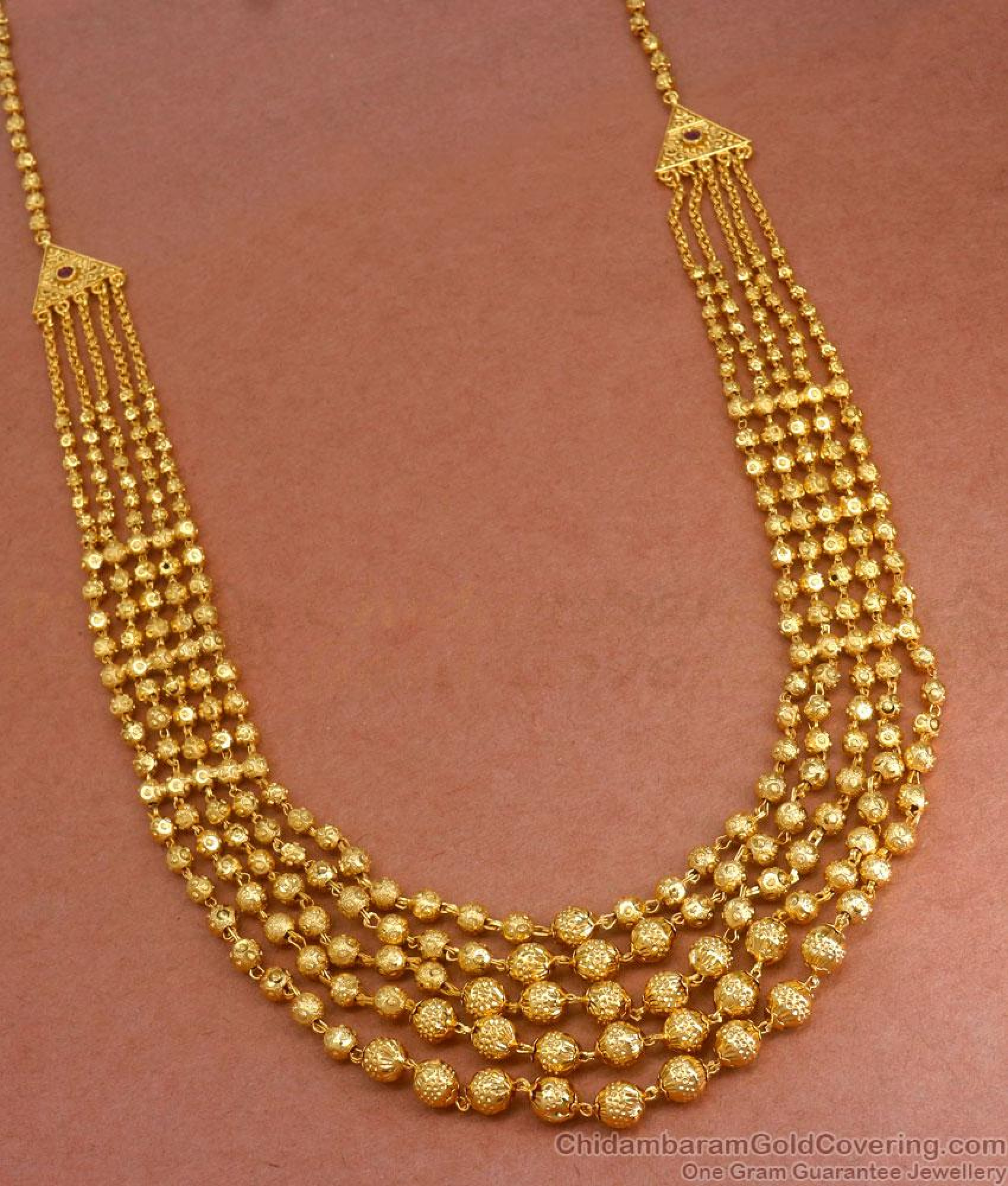 Multi Beads Line Gold Imitation Haaram Wedding Collection HR2940