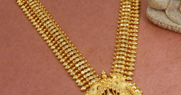 Premium One Gram Gold Haaram Peacock Design Bridal Jewelry HR2945