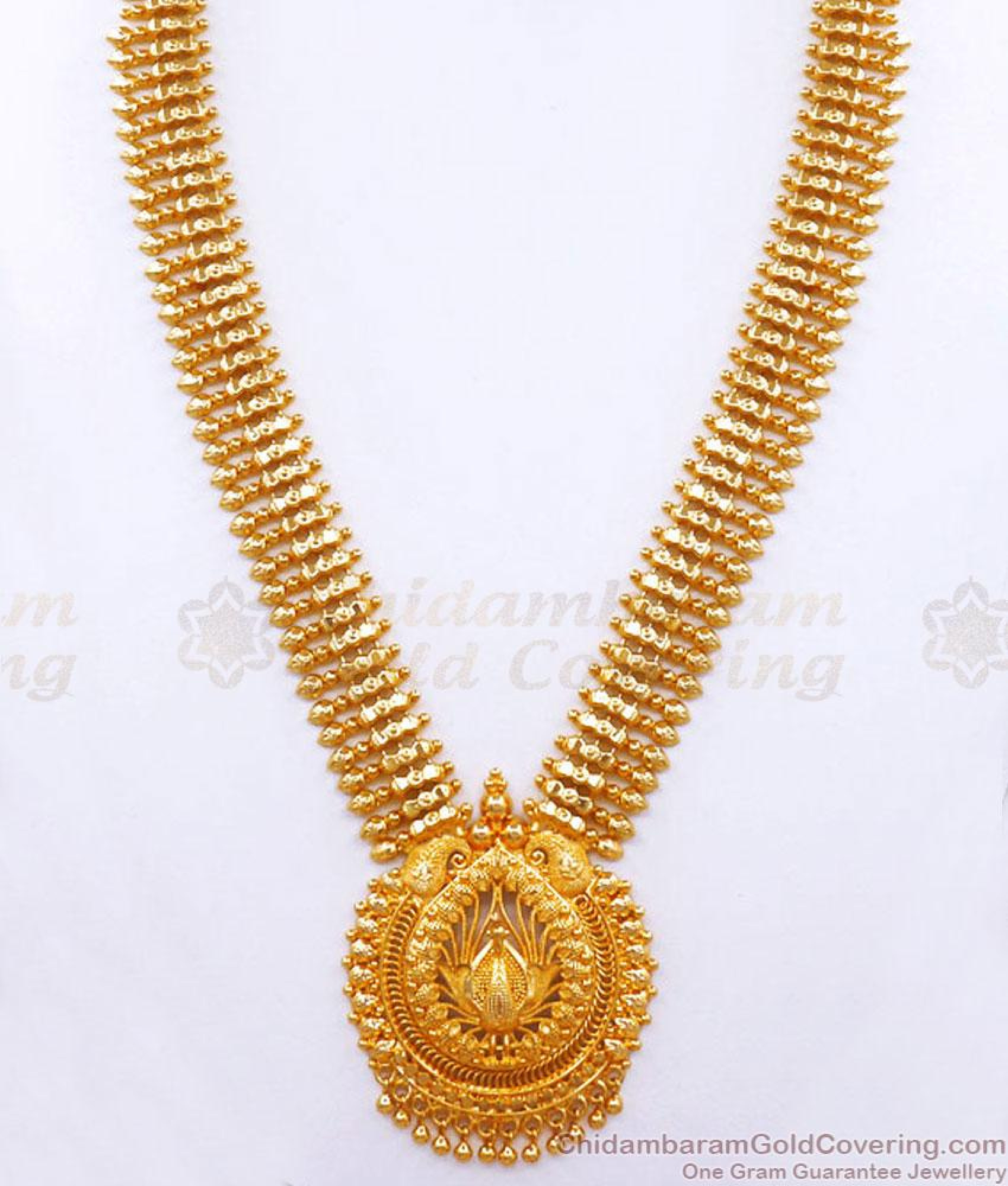 Premium One Gram Gold Haaram Peacock Design Bridal Jewelry HR2945