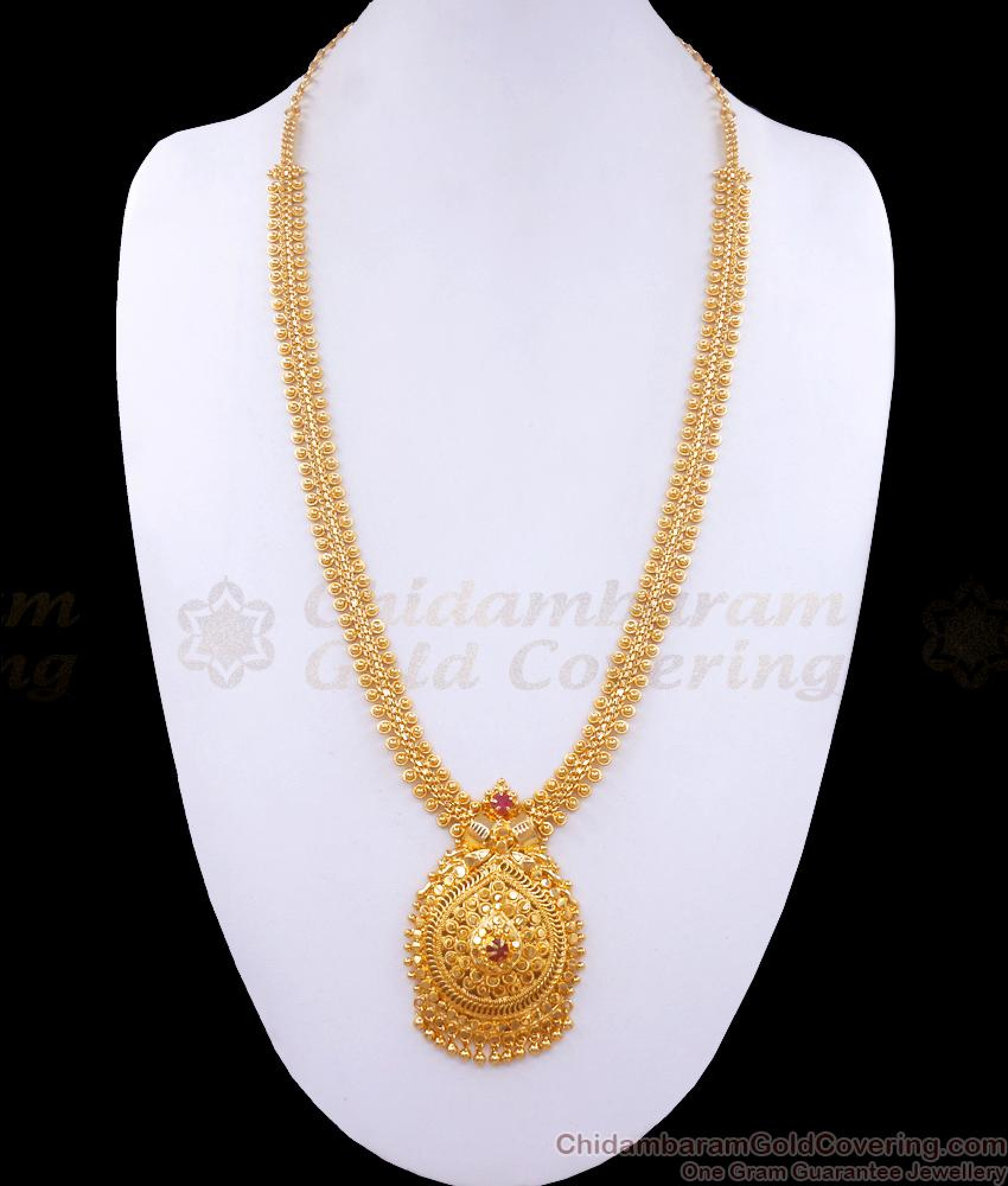 Ruby Stone 1 Gram Gold Plated Haram Women Bridal Collection HR2947