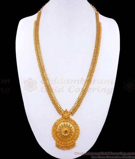 Kasu Malai, Ruby Stone Gold Plated Aaram, American Diamond Aaram ...