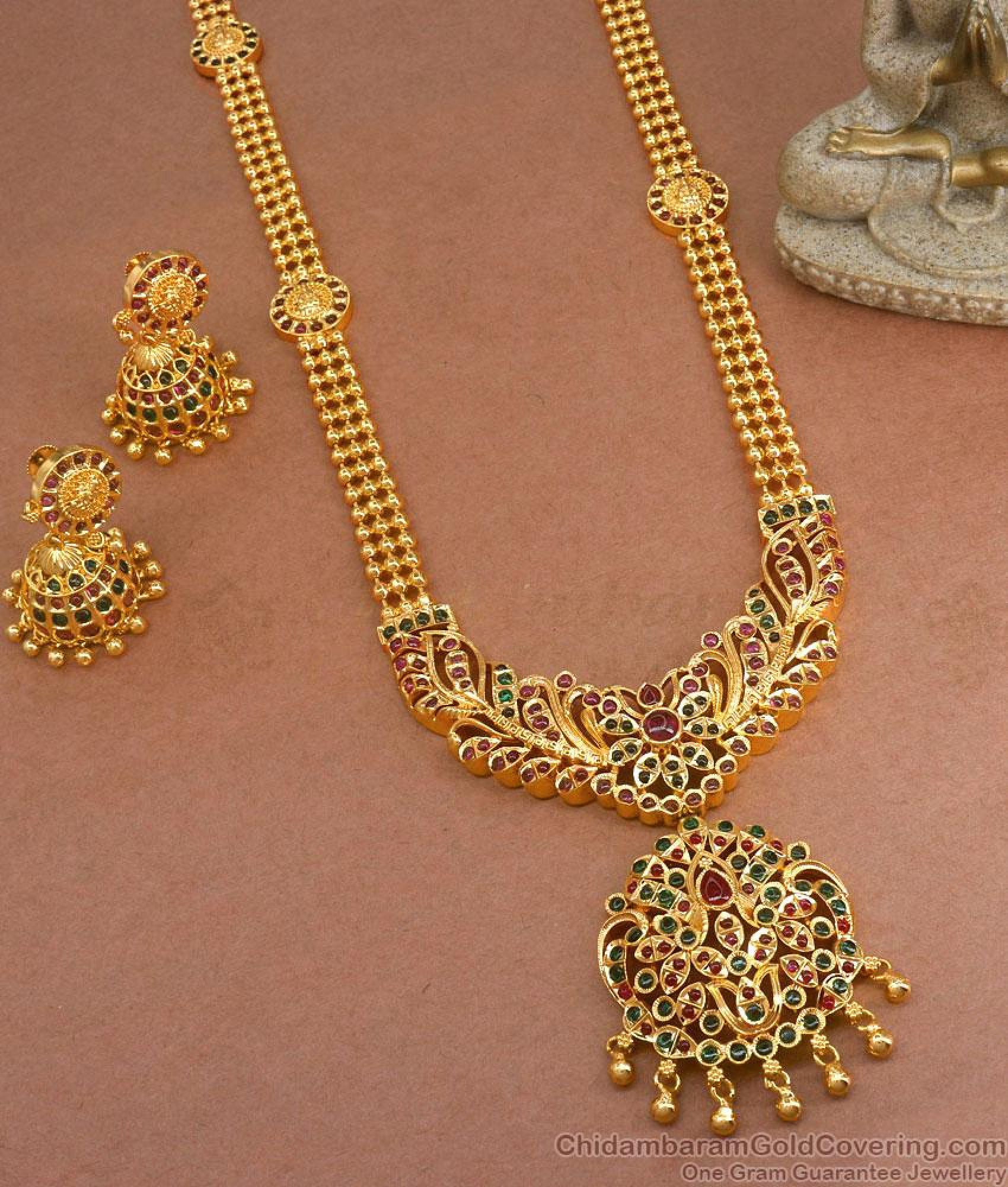 Exclusive Premium Gold Design Haaram Jhumki Combo HR2967
