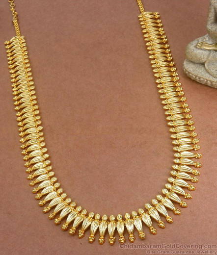 Long 1 Gram Gold Haaram Mullai Arumbu Design Bridal Collection HR2939