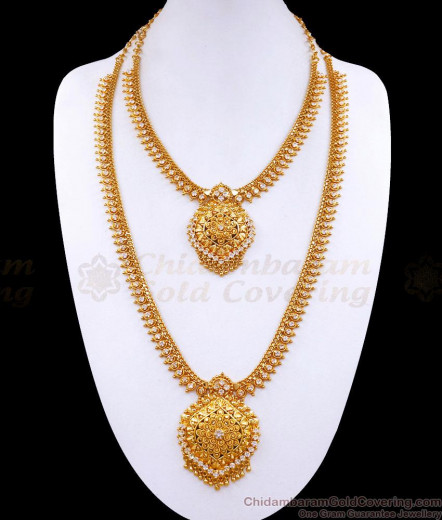 Kasu Malai, Ruby Stone Gold Plated Aaram, American Diamond Aaram ...