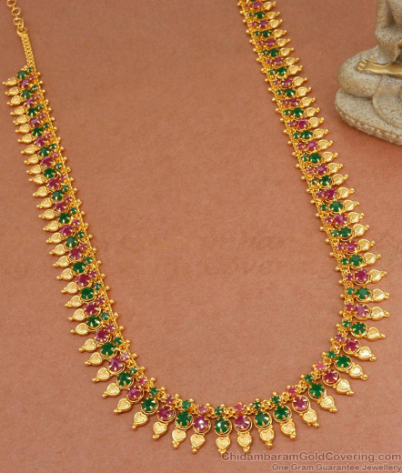 Kasu Malai, Ruby Stone Gold Plated Aaram, American Diamond Aaram ...