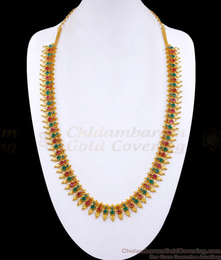 Kasu Malai, Ruby Stone Gold Plated Aaram, American Diamond Aaram ...