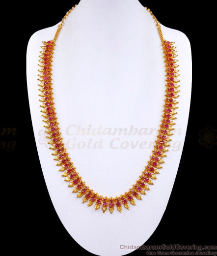Kasu Malai, Ruby Stone Gold Plated Aaram, American Diamond Aaram ...