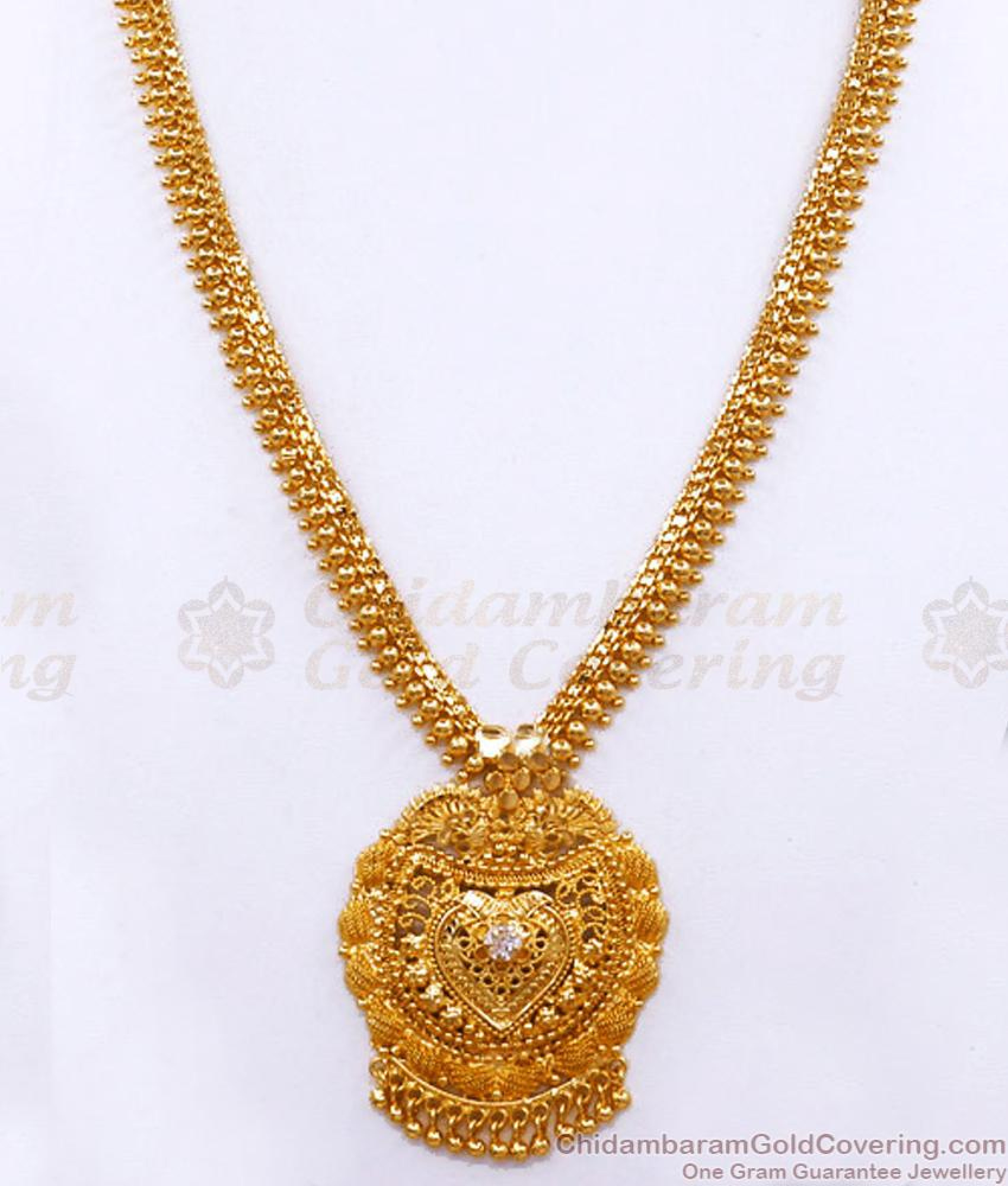 South Indian White Stone Gold Imitation Haram Net Pattern HR3027