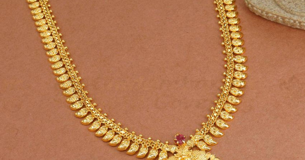 24K Gold Tone Mango Haram Wedding Jewellery For Women HR3028