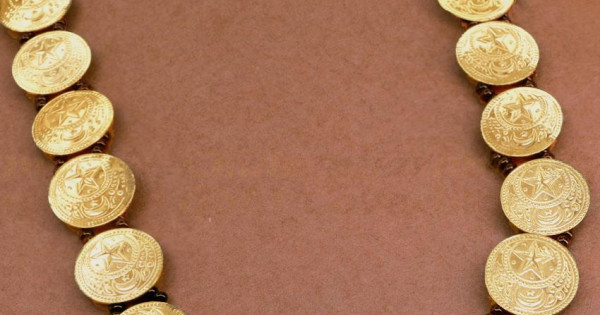 Traditional Black Beads Gold Galsar Muslim Wedding Haram Designs HR3085